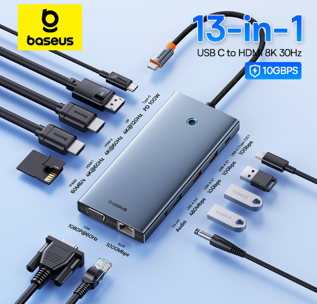 Baseus USB C Hub Type C vers HDMI USB HUB Adaptateur 13-en-1 sur ...